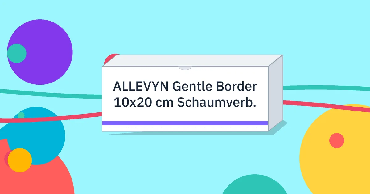 Symbolbild: Packung mit der Aufschrift ALLEVYN Gentle Border 10x20 cm Schaumverb. (PZN 20139444) – Verfügbarkeit und Bezug in Apotheken in Frankfurt am Main
