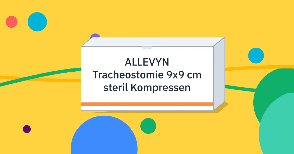 Symbolbild: Packung mit der Aufschrift ALLEVYN Tracheostomie 9x9 cm steril Kompressen (PZN 20354243) – Verfügbarkeit und Bezug in Apotheken in Frankfurt am Main