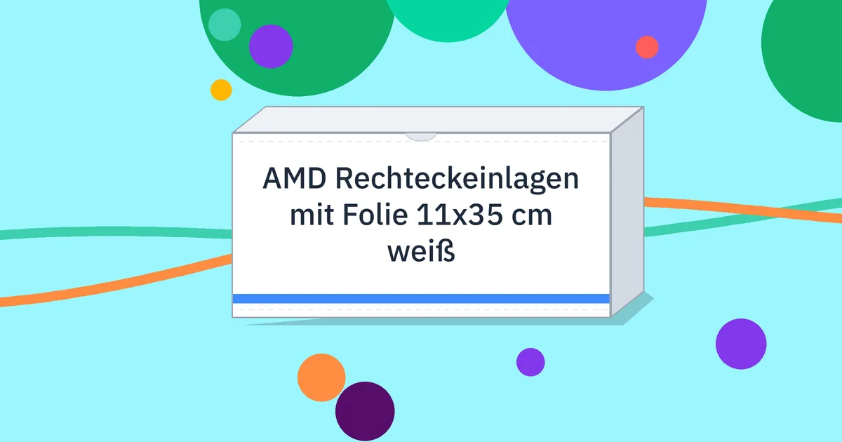 Symbolbild: Packung mit der Aufschrift AMD Rechteckeinlagen mit Folie 11x35 cm weiß (PZN 15875247) – Verfügbarkeit und Bezug in Apotheken in Frankfurt am Main