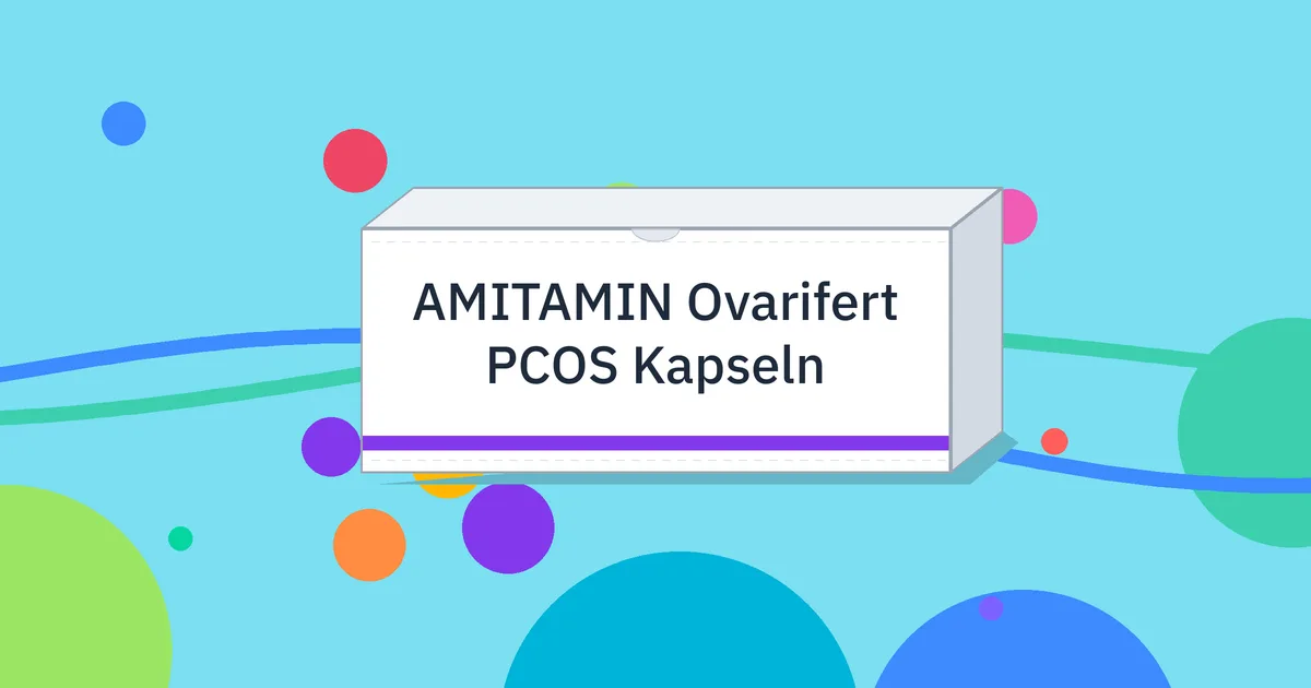Symbolbild: Packung mit der Aufschrift AMITAMIN Ovarifert PCOS Kapseln (PZN 12363618) – Verfügbarkeit und Bezug in Apotheken in Frankfurt am Main