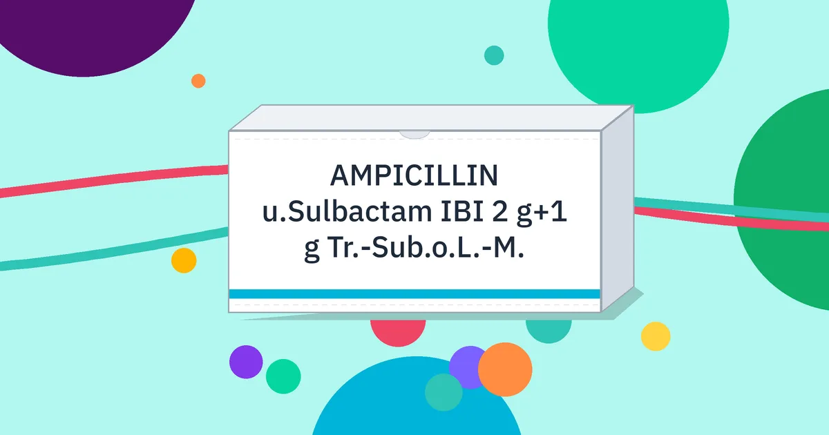Symbolbild: Packung mit der Aufschrift AMPICILLIN u.Sulbactam IBI 2 g+1 g Tr.-Sub.o.L.-M. (PZN 05484511) – Verfügbarkeit und Bezug in Apotheken in Frankfurt am Main
