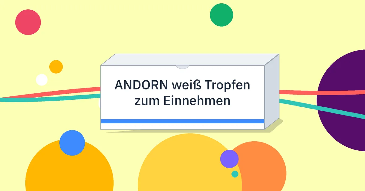 Symbolbild: Packung mit der Aufschrift ANDORN weiß Tropfen zum Einnehmen (PZN 17427257) – Verfügbarkeit und Bezug in Apotheken in Frankfurt am Main