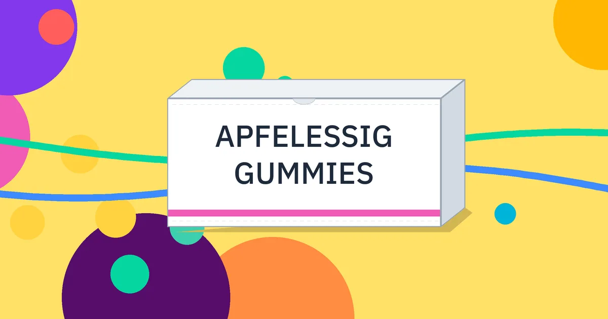 Symbolbild: Packung mit der Aufschrift APFELESSIG GUMMIES (PZN 20098219) – Verfügbarkeit und Bezug in Apotheken in Frankfurt am Main