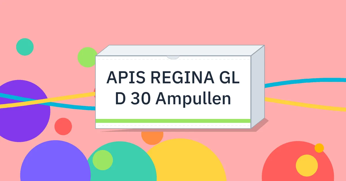 Symbolbild: Packung mit der Aufschrift APIS REGINA GL D 30 Ampullen (PZN 02901724) – Verfügbarkeit und Bezug in Apotheken in Frankfurt am Main
