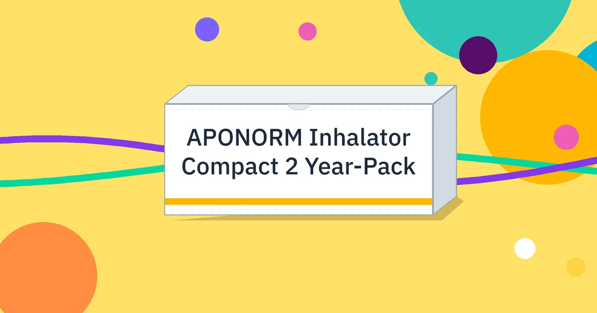 Symbolbild: Packung mit der Aufschrift APONORM Inhalator Compact 2 Year-Pack (PZN 16039547) – Verfügbarkeit und Bezug in Apotheken in Frankfurt am Main