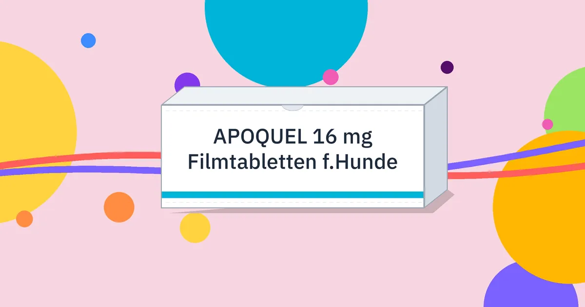 Symbolbild: Packung mit der Aufschrift APOQUEL 16 mg Filmtabletten f.Hunde (PZN 17946589) – Verfügbarkeit und Bezug in Apotheken in Frankfurt am Main