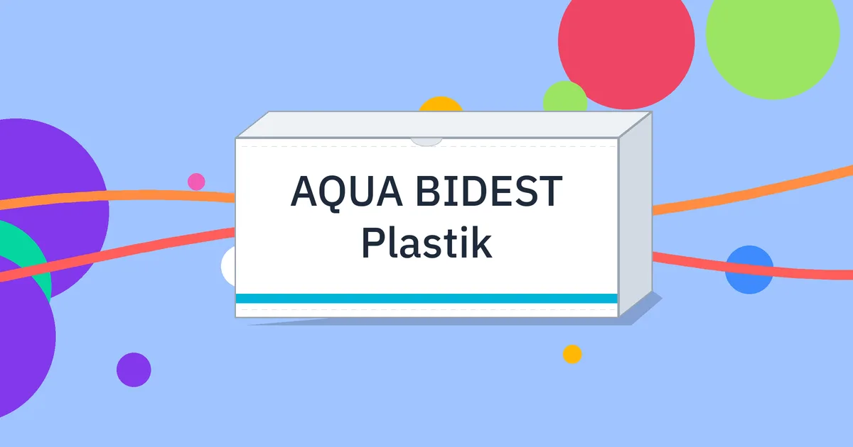 Symbolbild: Packung mit der Aufschrift AQUA BIDEST Plastik (PZN 03291877) – Verfügbarkeit und Bezug in Apotheken in Frankfurt am Main