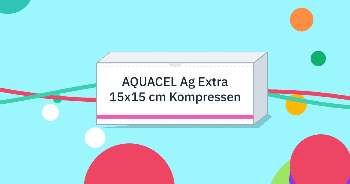Symbolbild: Packung mit der Aufschrift AQUACEL Ag Extra 15x15 cm Kompressen (PZN 18123447) – Verfügbarkeit und Bezug in Apotheken in Frankfurt am Main