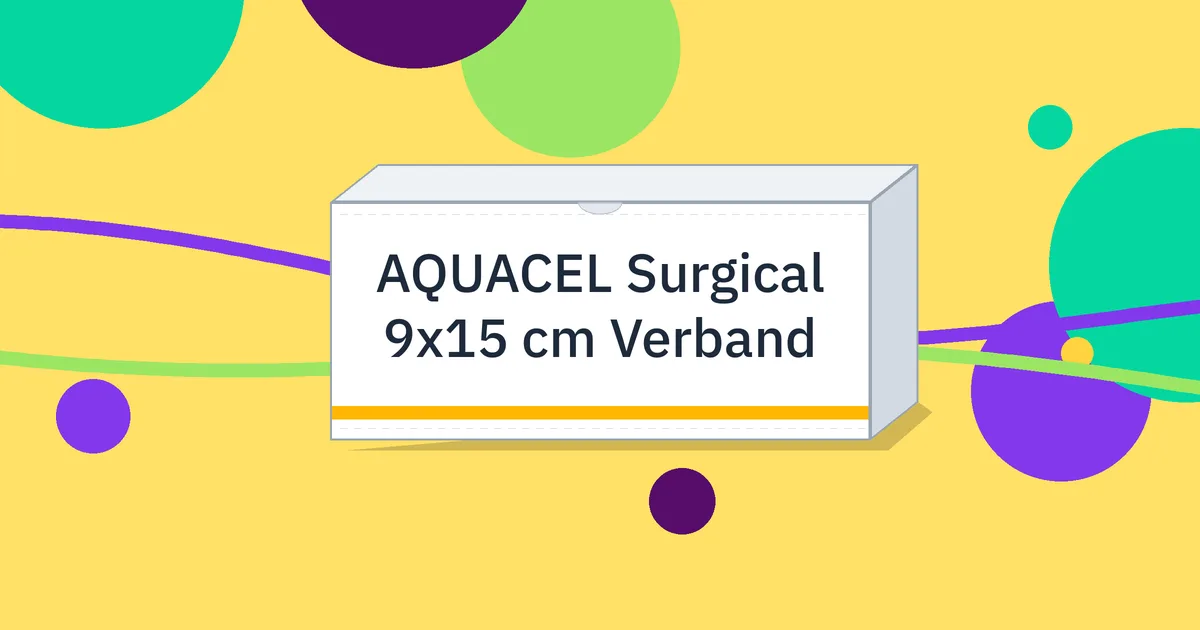 Symbolbild: Packung mit der Aufschrift AQUACEL Surgical 9x15 cm Verband (PZN 00278681) – Verfügbarkeit und Bezug in Apotheken in Frankfurt am Main