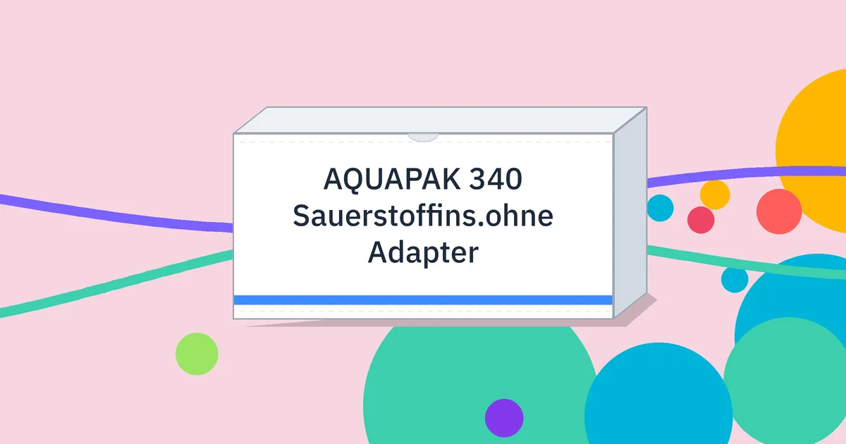 Symbolbild: Packung mit der Aufschrift AQUAPAK 340 Sauerstoffins.ohne Adapter (PZN 18054321) – Verfügbarkeit und Bezug in Apotheken in Frankfurt am Main