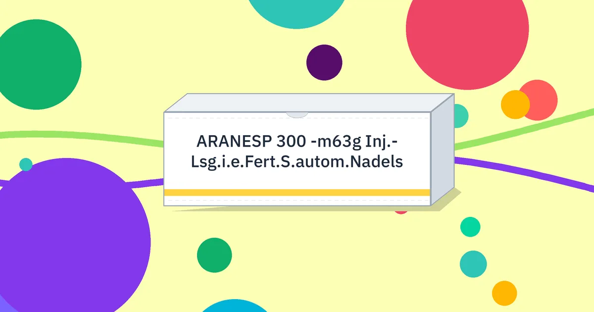 Symbolbild: Packung mit der Aufschrift ARANESP 300 -m63g Inj.-Lsg.i.e.Fert.S.autom.Nadels (PZN 19819429) – Verfügbarkeit und Bezug in Apotheken in Frankfurt am Main
