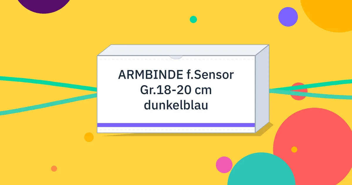 Symbolbild: Packung mit der Aufschrift ARMBINDE f.Sensor Gr.18-20 cm dunkelblau (PZN 11552814) – Verfügbarkeit und Bezug in Apotheken in Frankfurt am Main