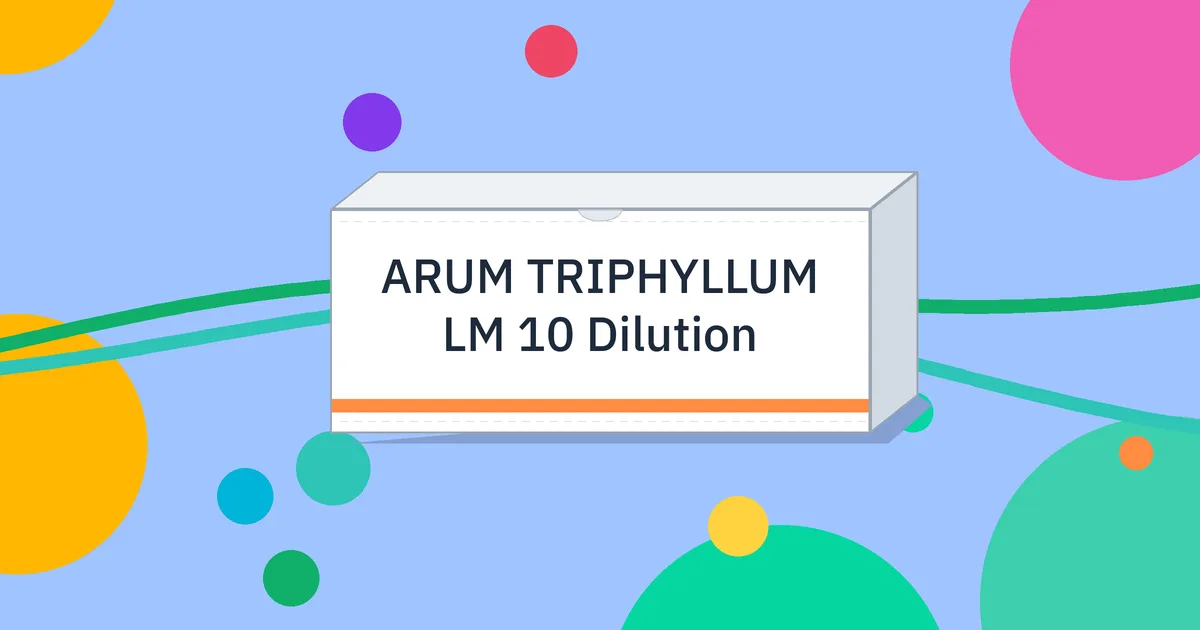 Symbolbild: Packung mit der Aufschrift ARUM TRIPHYLLUM LM 10 Dilution (PZN 12780658) – Verfügbarkeit und Bezug in Apotheken in Frankfurt am Main