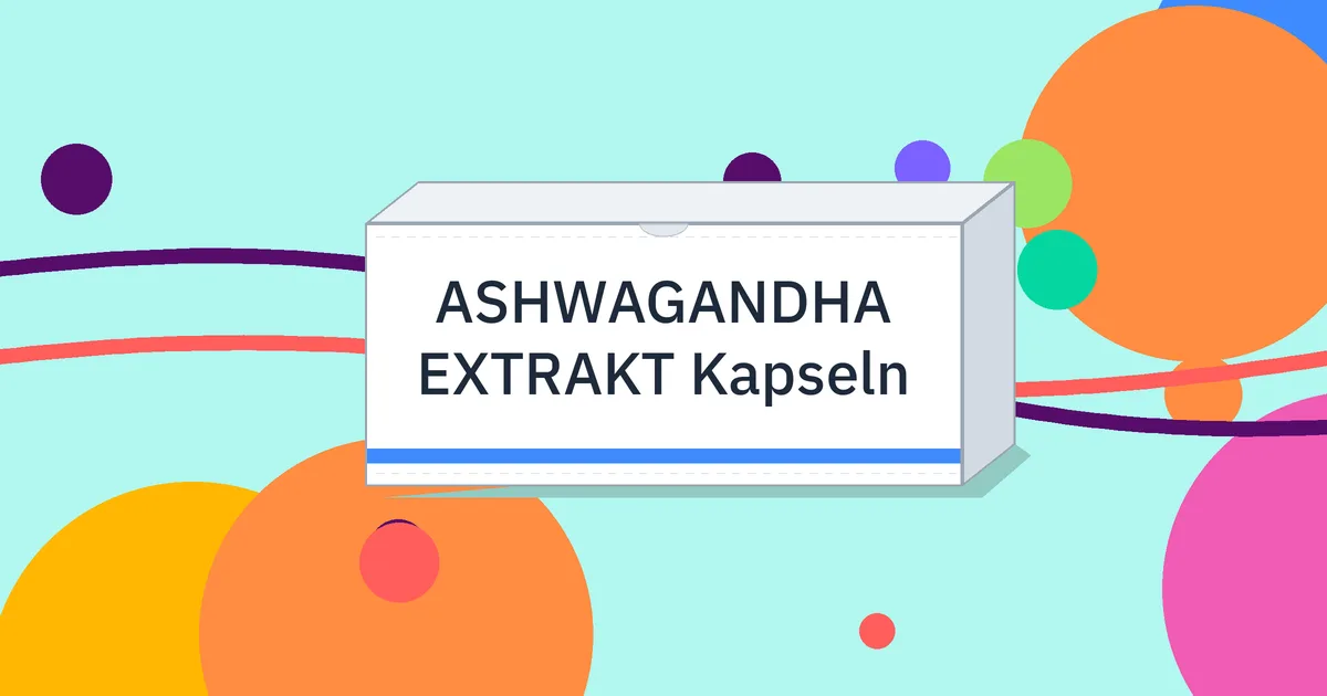 Symbolbild: Packung mit der Aufschrift ASHWAGANDHA EXTRAKT Kapseln (PZN 17436500) – Verfügbarkeit und Bezug in Apotheken in Frankfurt am Main