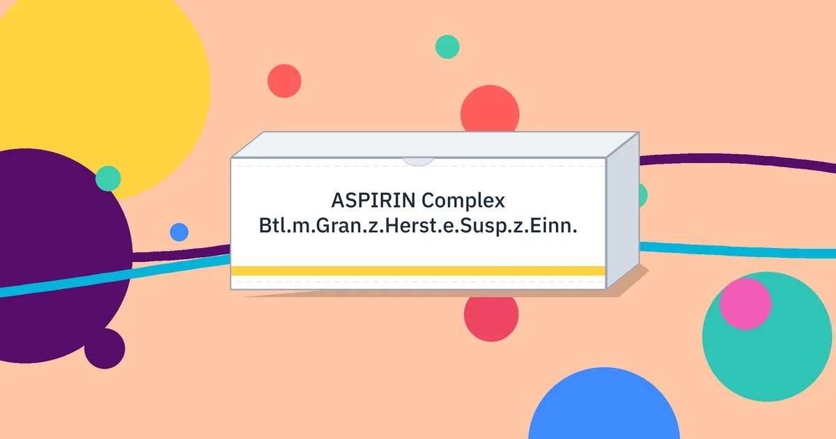 Symbolbild: Packung mit der Aufschrift ASPIRIN Complex Btl.m.Gran.z.Herst.e.Susp.z.Einn. (PZN 03227112) – Verfügbarkeit und Bezug in Apotheken in Frankfurt am Main