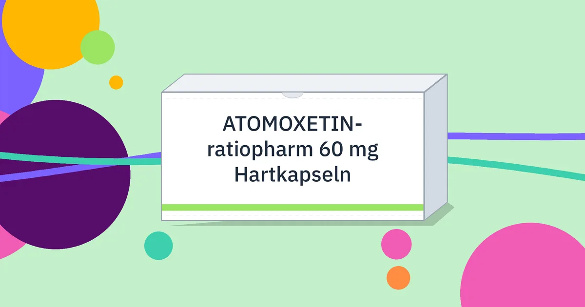 Symbolbild: Packung mit der Aufschrift ATOMOXETIN-ratiopharm 60 mg Hartkapseln (PZN 14174991) – Verfügbarkeit und Bezug in Apotheken in Frankfurt am Main