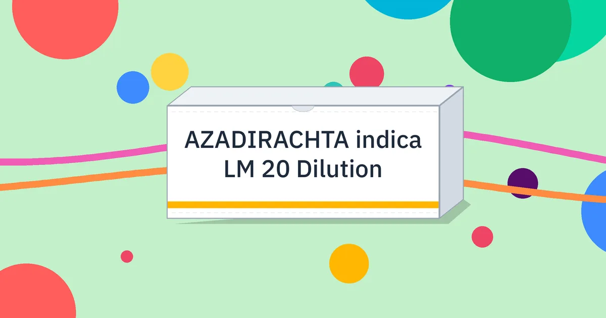Symbolbild: Packung mit der Aufschrift AZADIRACHTA indica LM 20 Dilution (PZN 13375032) – Verfügbarkeit und Bezug in Apotheken in Frankfurt am Main