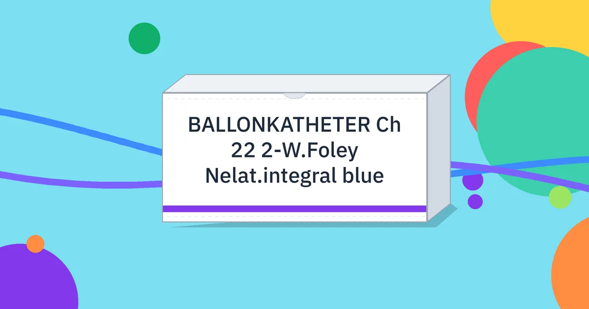 Symbolbild: Packung mit der Aufschrift BALLONKATHETER Ch 22 2-W.Foley Nelat.integral blue (PZN 14350330) – Verfügbarkeit und Bezug in Apotheken in Frankfurt am Main