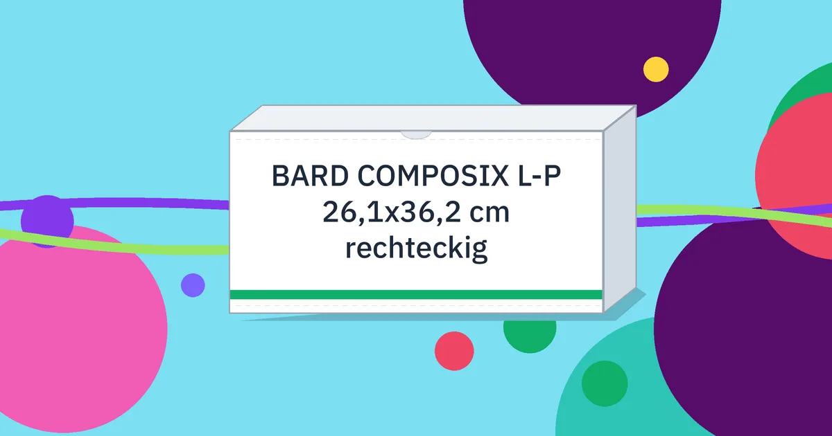 Symbolbild: Packung mit der Aufschrift BARD COMPOSIX L-P 26,1x36,2 cm rechteckig (PZN 02707353) – Verfügbarkeit und Bezug in Apotheken in Frankfurt am Main