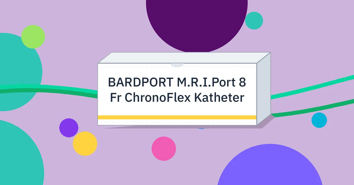 Symbolbild: Packung mit der Aufschrift BARDPORT M.R.I.Port 8 Fr ChronoFlex Katheter (PZN 02755168) – Verfügbarkeit und Bezug in Apotheken in Frankfurt am Main