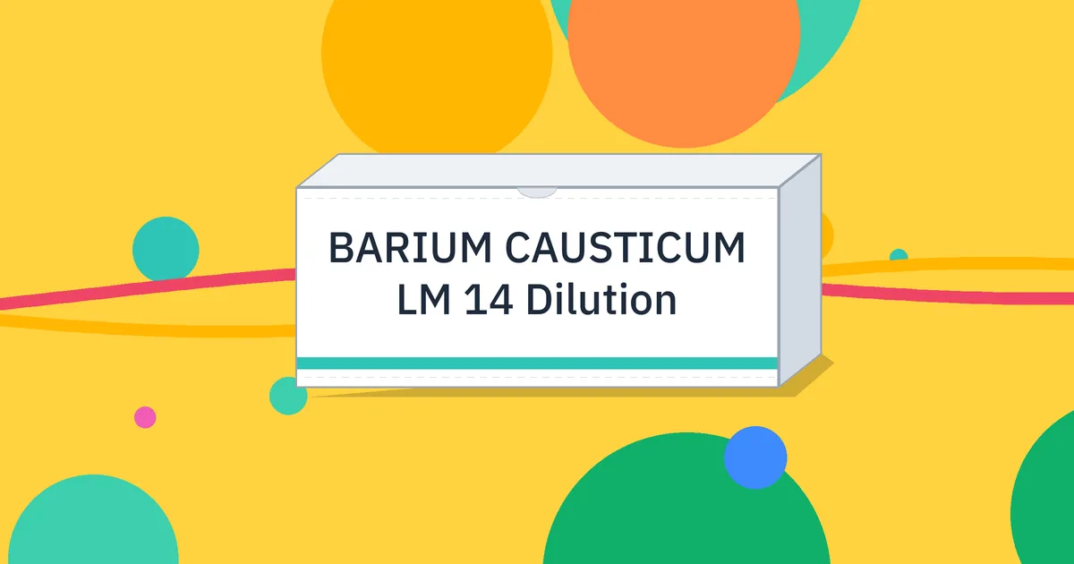 Symbolbild: Packung mit der Aufschrift BARIUM CAUSTICUM LM 14 Dilution (PZN 13376623) – Verfügbarkeit und Bezug in Apotheken in Frankfurt am Main