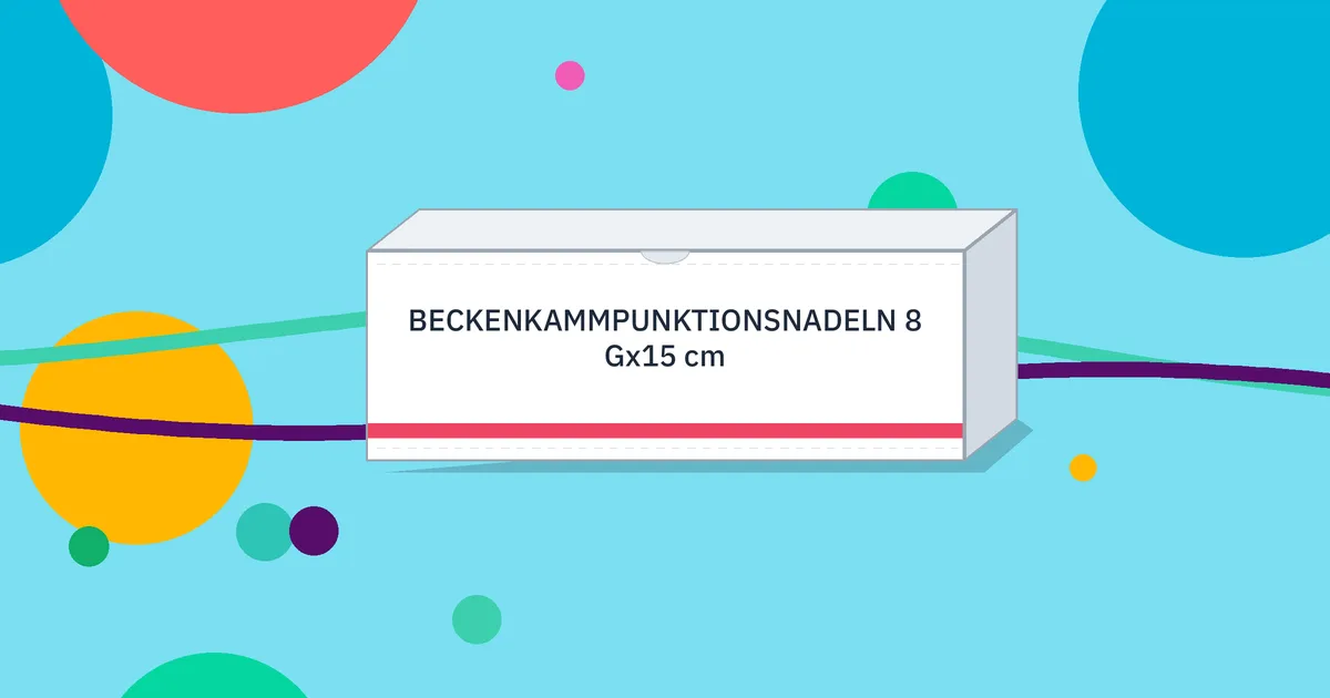 Symbolbild: Packung mit der Aufschrift BECKENKAMMPUNKTIONSNADELN 8 Gx15 cm (PZN 09190841) – Verfügbarkeit und Bezug in Apotheken in Frankfurt am Main