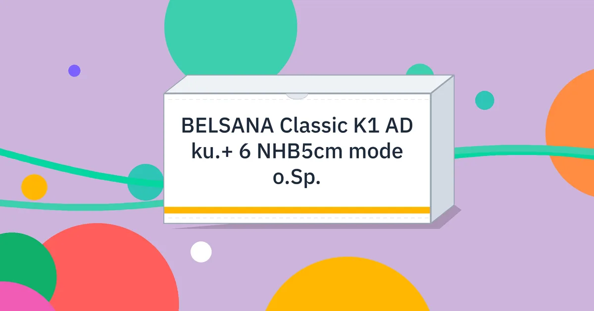 Symbolbild: Packung mit der Aufschrift BELSANA Classic K1 AD ku.+ 6 NHB5cm mode o.Sp. (PZN 19257374) – Verfügbarkeit und Bezug in Apotheken in Frankfurt am Main