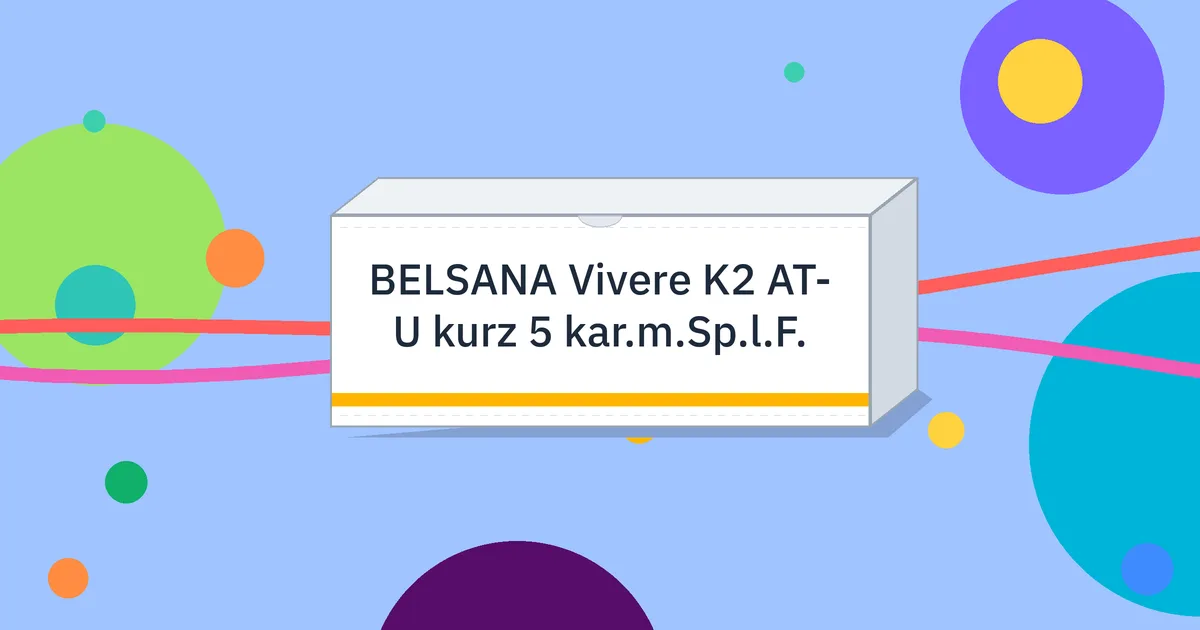 Symbolbild: Packung mit der Aufschrift BELSANA Vivere K2 AT-U kurz 5 kar.m.Sp.l.F. (PZN 08540569) – Verfügbarkeit und Bezug in Apotheken in Frankfurt am Main