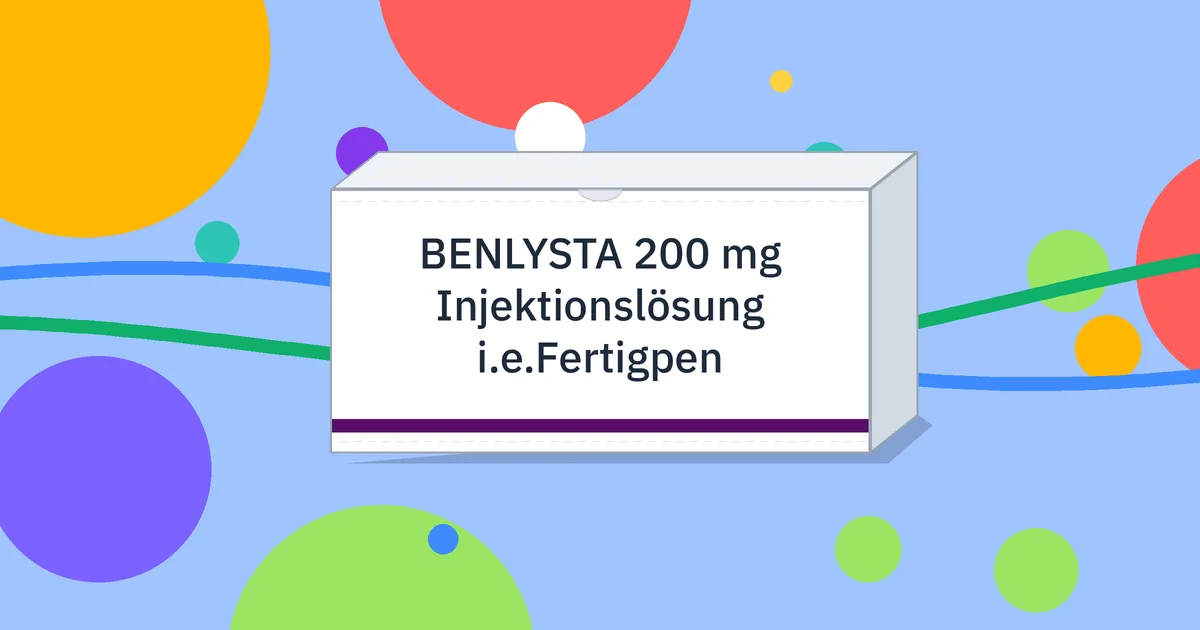 Symbolbild: Packung mit der Aufschrift BENLYSTA 200 mg Injektionslösung i.e.Fertigpen (PZN 19454235) – Verfügbarkeit und Bezug in Apotheken in Frankfurt am Main