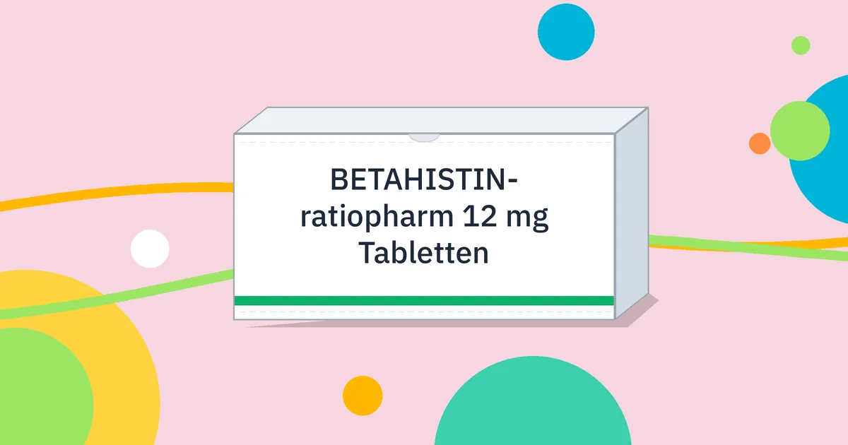 Symbolbild: Packung mit der Aufschrift BETAHISTIN-ratiopharm 12 mg Tabletten (PZN 08636737) – Verfügbarkeit und Bezug in Apotheken in Frankfurt am Main