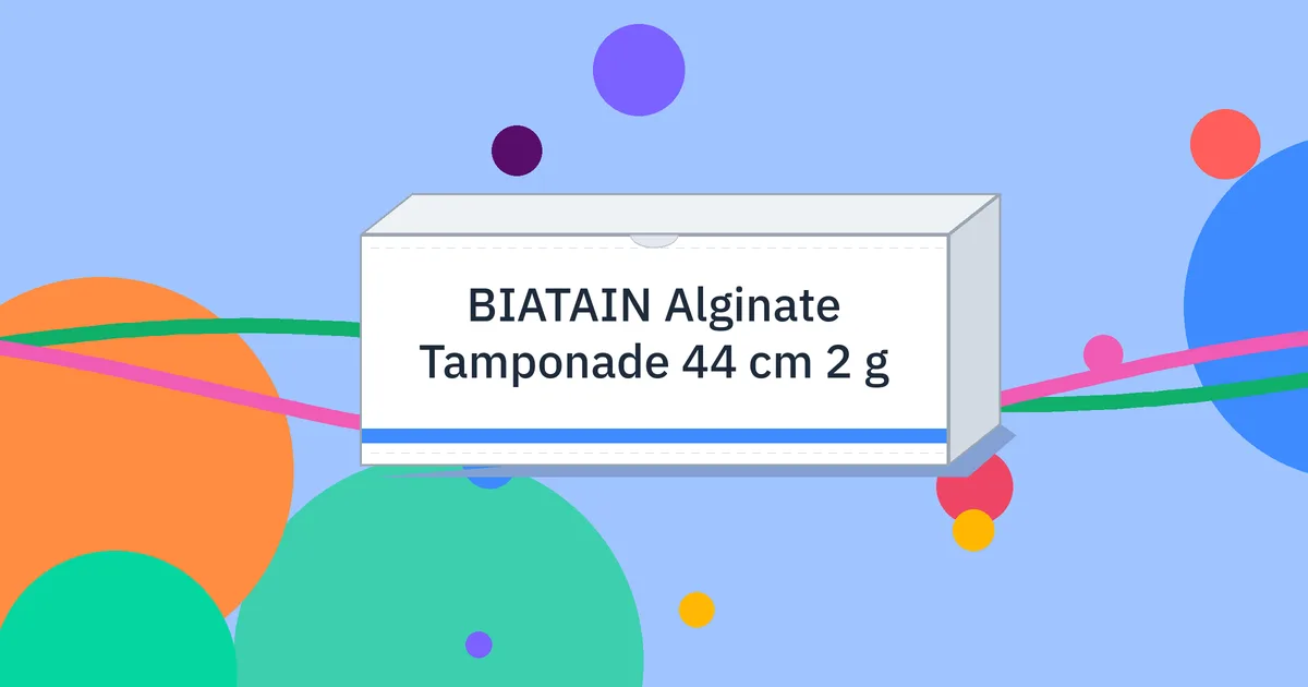 Symbolbild: Packung mit der Aufschrift BIATAIN Alginate Tamponade 44 cm 2 g (PZN 19223458) – Verfügbarkeit und Bezug in Apotheken in Frankfurt am Main