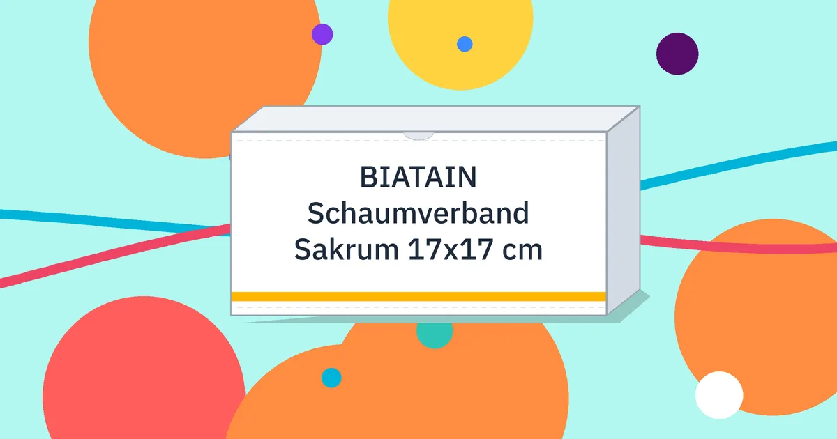 Symbolbild: Packung mit der Aufschrift BIATAIN Schaumverband Sakrum 17x17 cm (PZN 01883355) – Verfügbarkeit und Bezug in Apotheken in Frankfurt am Main