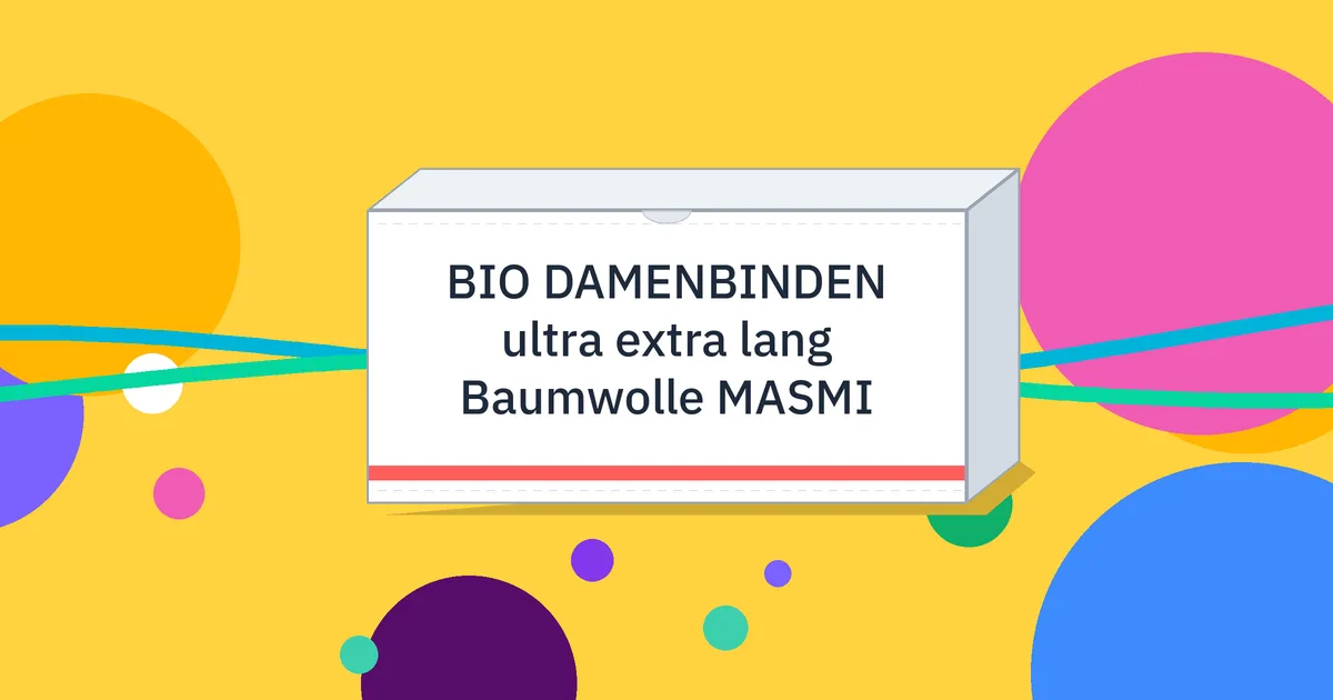 Symbolbild: Packung mit der Aufschrift BIO DAMENBINDEN ultra extra lang Baumwolle MASMI (PZN 16770734) – Verfügbarkeit und Bezug in Apotheken in Frankfurt am Main