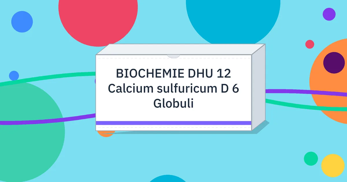 Symbolbild: Packung mit der Aufschrift BIOCHEMIE DHU 12 Calcium sulfuricum D 6 Globuli (PZN 10545982) – Verfügbarkeit und Bezug in Apotheken in Frankfurt am Main