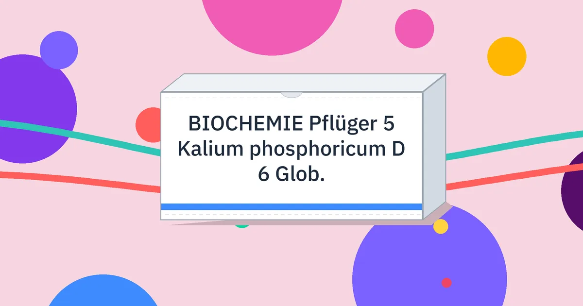 Symbolbild: Packung mit der Aufschrift BIOCHEMIE Pflüger 5 Kalium phosphoricum D 6 Glob. (PZN 17278509) – Verfügbarkeit und Bezug in Apotheken in Frankfurt am Main