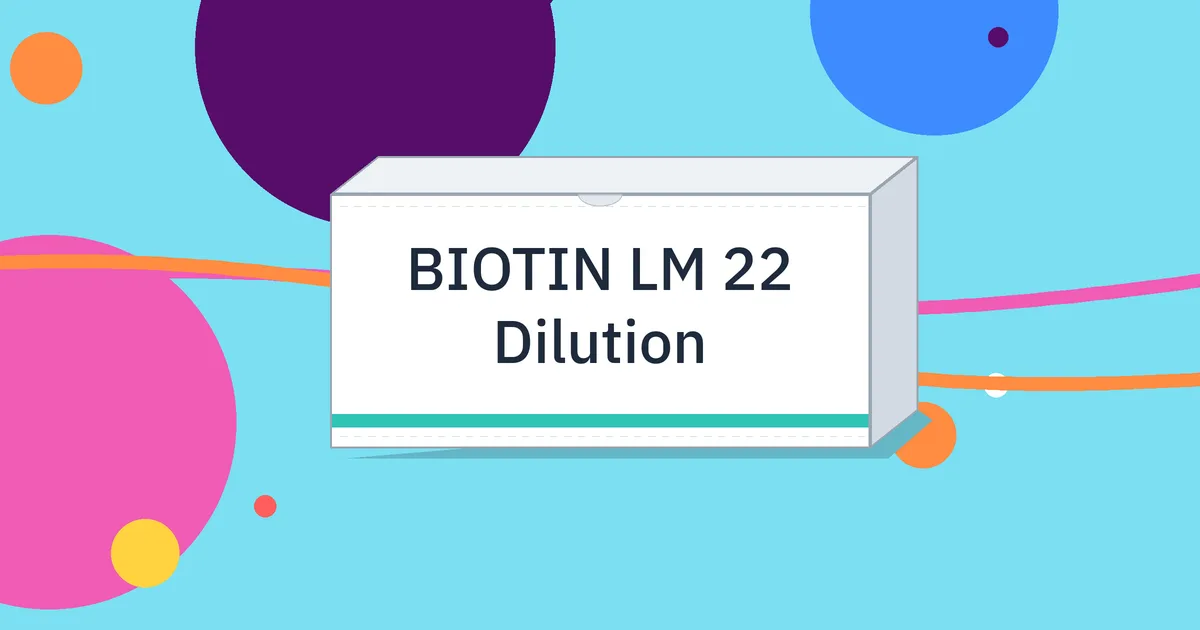 Symbolbild: Packung mit der Aufschrift BIOTIN LM 22 Dilution (PZN 12794399) – Verfügbarkeit und Bezug in Apotheken in Frankfurt am Main