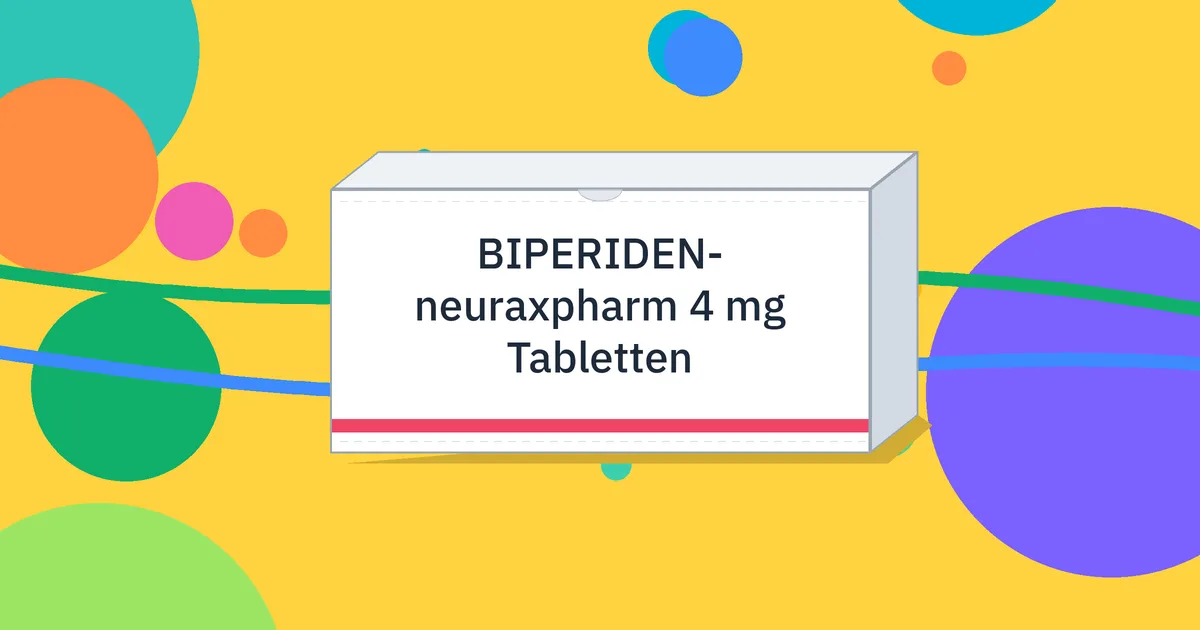 Symbolbild: Packung mit der Aufschrift BIPERIDEN-neuraxpharm 4 mg Tabletten (PZN 06616564) – Verfügbarkeit und Bezug in Apotheken in Frankfurt am Main