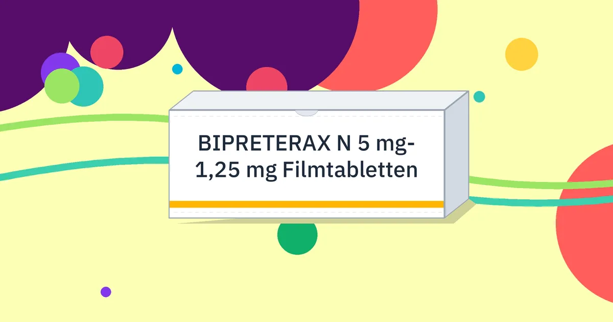 Symbolbild: Packung mit der Aufschrift BIPRETERAX N 5 mg-1,25 mg Filmtabletten (PZN 11098551) – Verfügbarkeit und Bezug in Apotheken in Frankfurt am Main