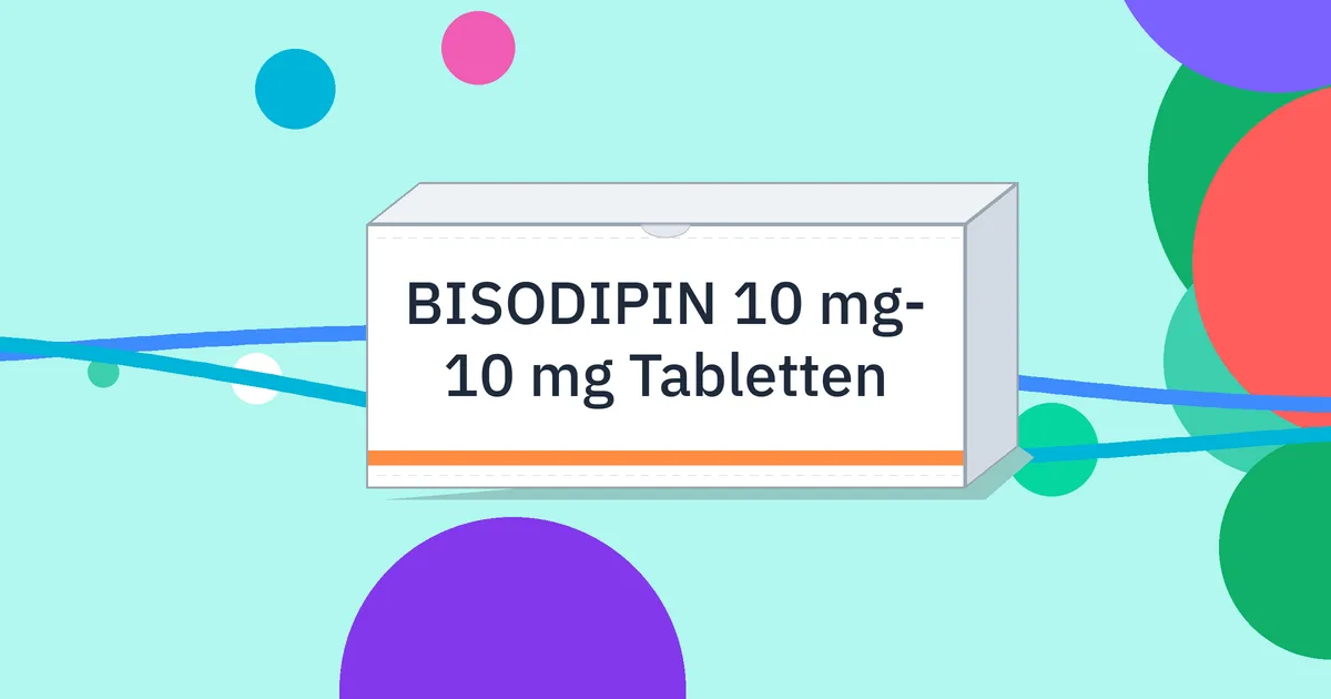 Symbolbild: Packung mit der Aufschrift BISODIPIN 10 mg-10 mg Tabletten (PZN 12020901) – Verfügbarkeit und Bezug in Apotheken in Frankfurt am Main