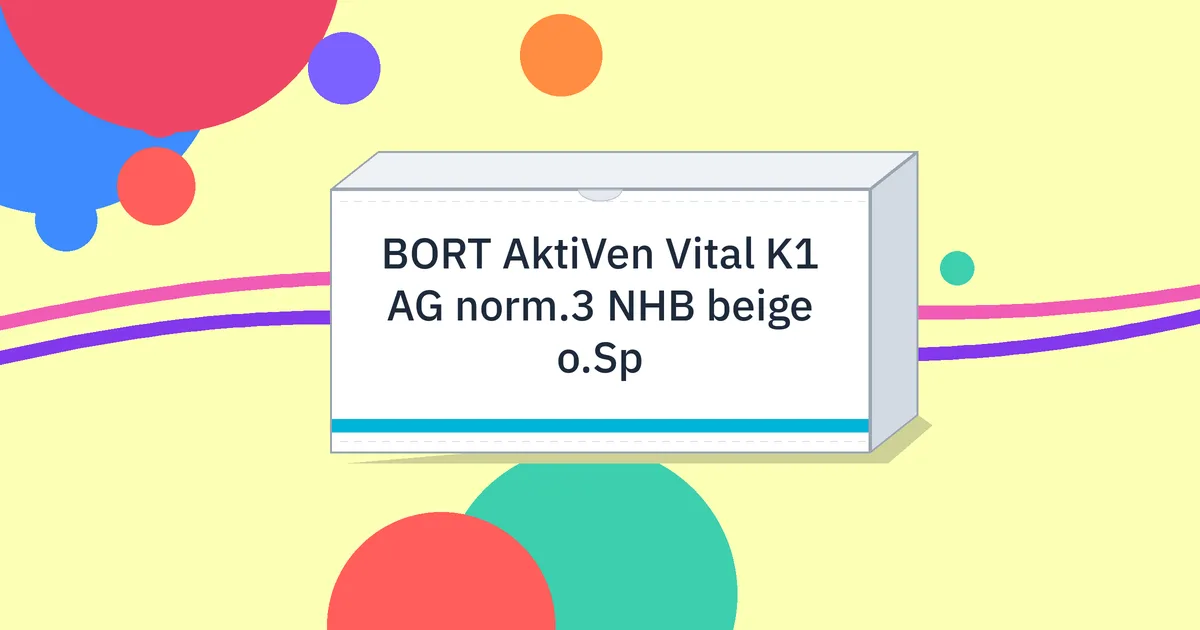Symbolbild: Packung mit der Aufschrift BORT AktiVen Vital K1 AG norm.3 NHB beige o.Sp (PZN 13730740) – Verfügbarkeit und Bezug in Apotheken in Frankfurt am Main