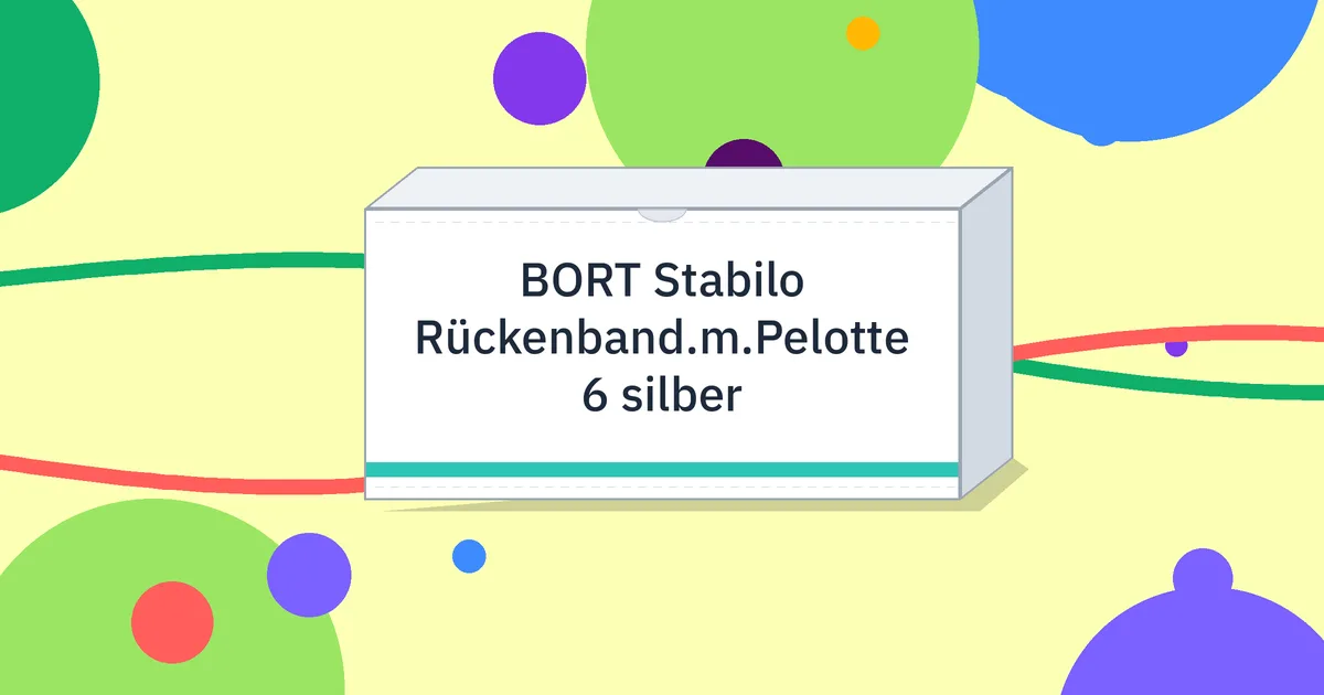 Symbolbild: Packung mit der Aufschrift BORT Stabilo Rückenband.m.Pelotte 6 silber (PZN 05872897) – Verfügbarkeit und Bezug in Apotheken in Frankfurt am Main