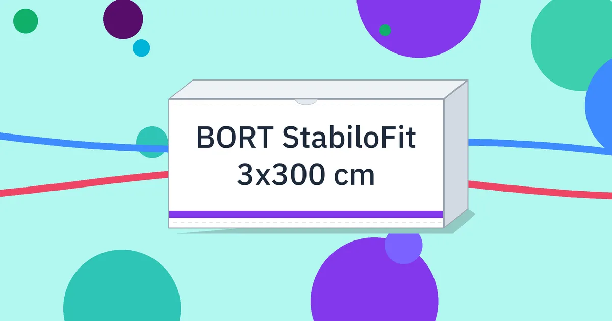Symbolbild: Packung mit der Aufschrift BORT StabiloFit 3x300 cm (PZN 01140192) – Verfügbarkeit und Bezug in Apotheken in Frankfurt am Main
