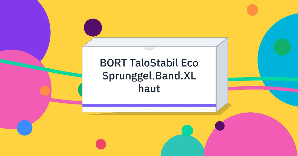 Symbolbild: Packung mit der Aufschrift BORT TaloStabil Eco Sprunggel.Band.XL haut (PZN 05564339) – Verfügbarkeit und Bezug in Apotheken in Frankfurt am Main