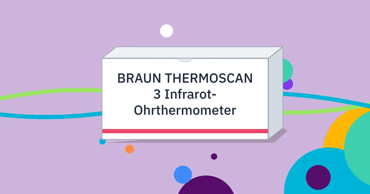 Symbolbild: Packung mit der Aufschrift BRAUN THERMOSCAN 3 Infrarot-Ohrthermometer (PZN 11562646) – Verfügbarkeit und Bezug in Apotheken in Frankfurt am Main