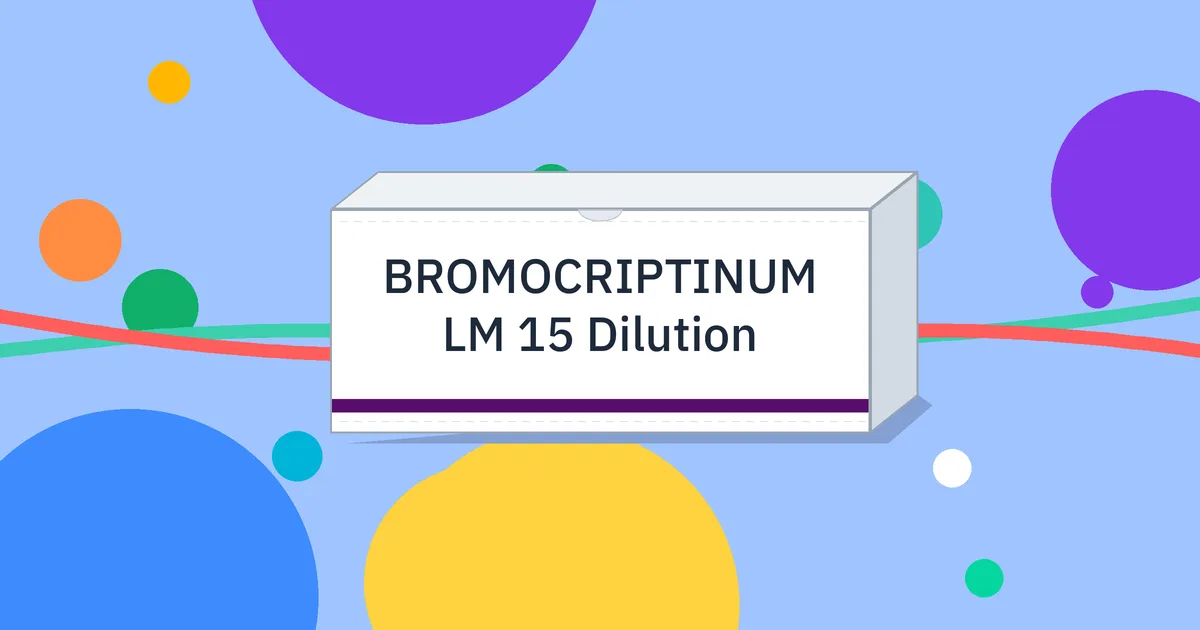 Symbolbild: Packung mit der Aufschrift BROMOCRIPTINUM LM 15 Dilution (PZN 13396614) – Verfügbarkeit und Bezug in Apotheken in Frankfurt am Main