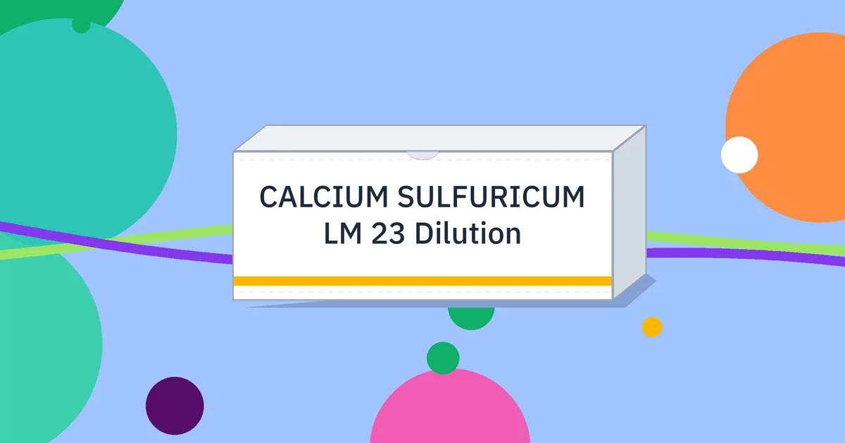 Symbolbild: Packung mit der Aufschrift CALCIUM SULFURICUM LM 23 Dilution (PZN 12807073) – Verfügbarkeit und Bezug in Apotheken in Frankfurt am Main