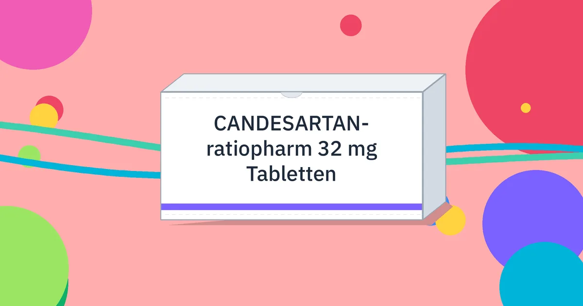 Symbolbild: Packung mit der Aufschrift CANDESARTAN-ratiopharm 32 mg Tabletten (PZN 08879807) – Verfügbarkeit und Bezug in Apotheken in Frankfurt am Main