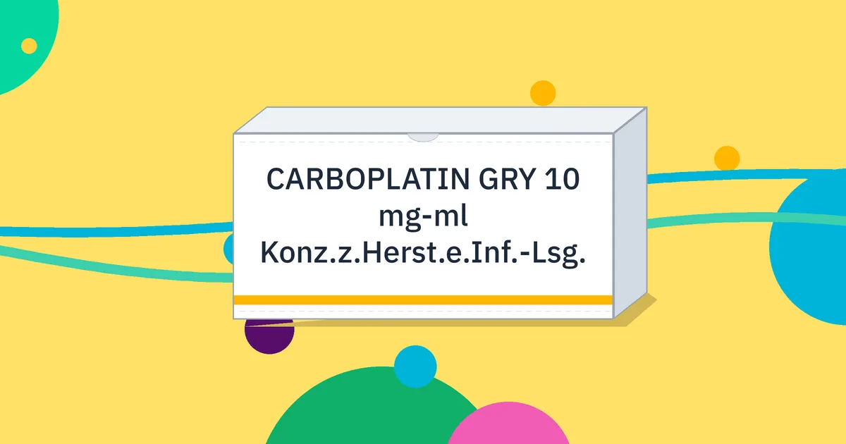 Symbolbild: Packung mit der Aufschrift CARBOPLATIN GRY 10 mg-ml Konz.z.Herst.e.Inf.-Lsg. (PZN 00787856) – Verfügbarkeit und Bezug in Apotheken in Frankfurt am Main