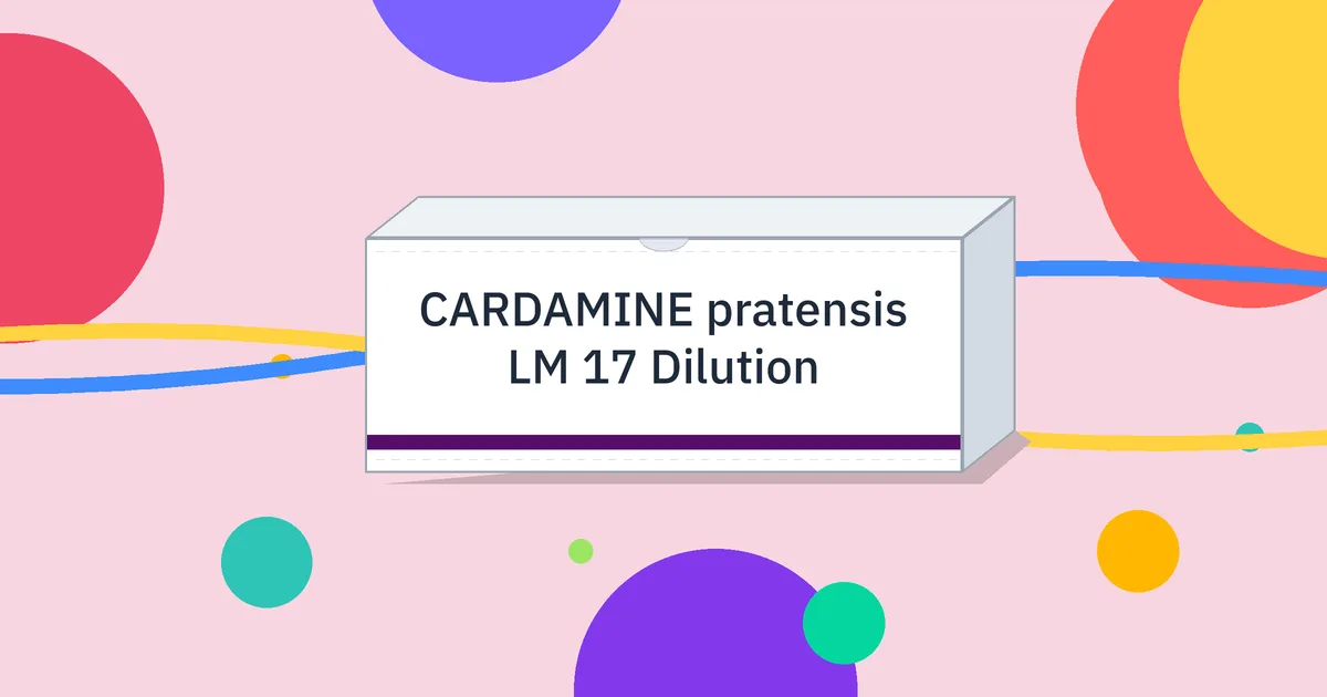 Symbolbild: Packung mit der Aufschrift CARDAMINE pratensis LM 17 Dilution (PZN 13429199) – Verfügbarkeit und Bezug in Apotheken in Frankfurt am Main