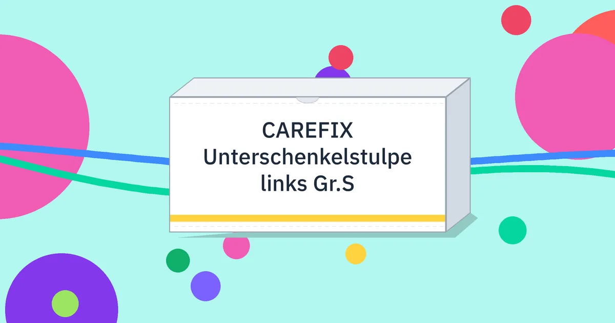 Symbolbild: Packung mit der Aufschrift CAREFIX Unterschenkelstulpe links Gr.S (PZN 09080414) – Verfügbarkeit und Bezug in Apotheken in Frankfurt am Main